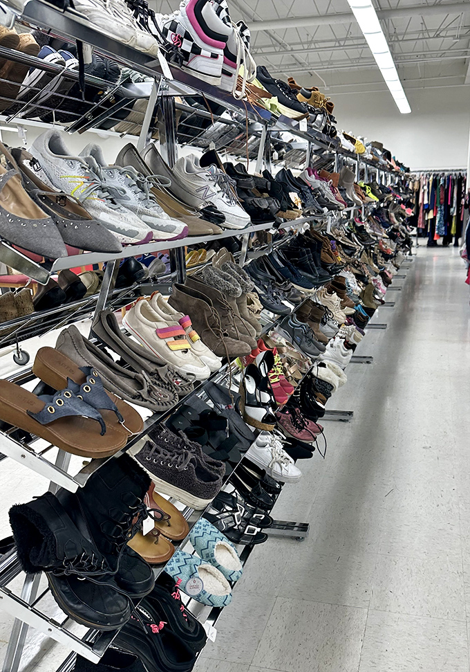 The shoe section offers footwear for every occasion, proving that Cinderella could have saved a fortune if she'd shopped here.