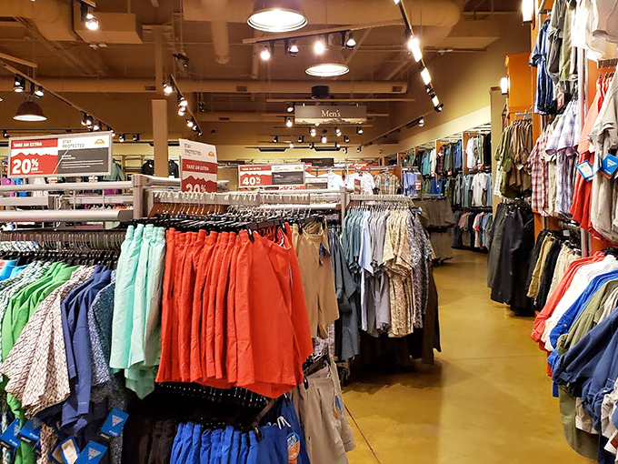 The men's section: where finding pants that fit perfectly feels like winning the lottery without buying a ticket.