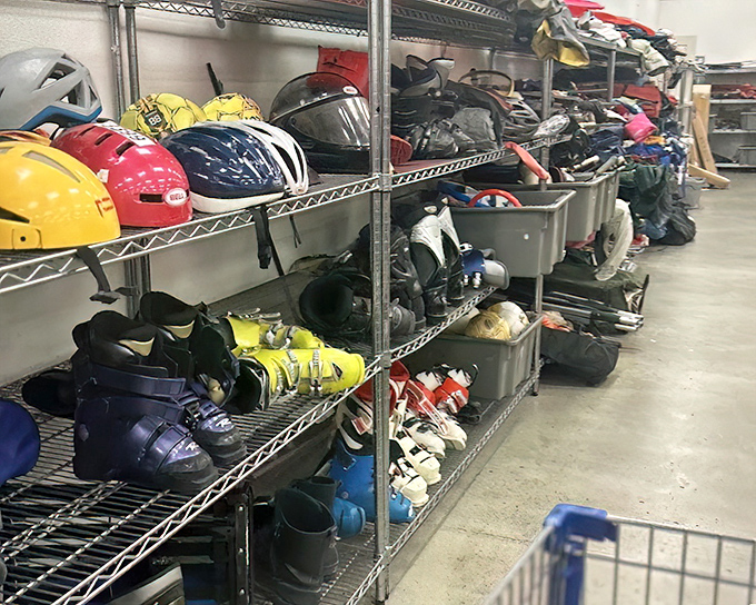 A treasure trove for outdoor enthusiasts&mdash;where ski helmets and hiking boots patiently wait for their next adventure in Utah's spectacular landscape.