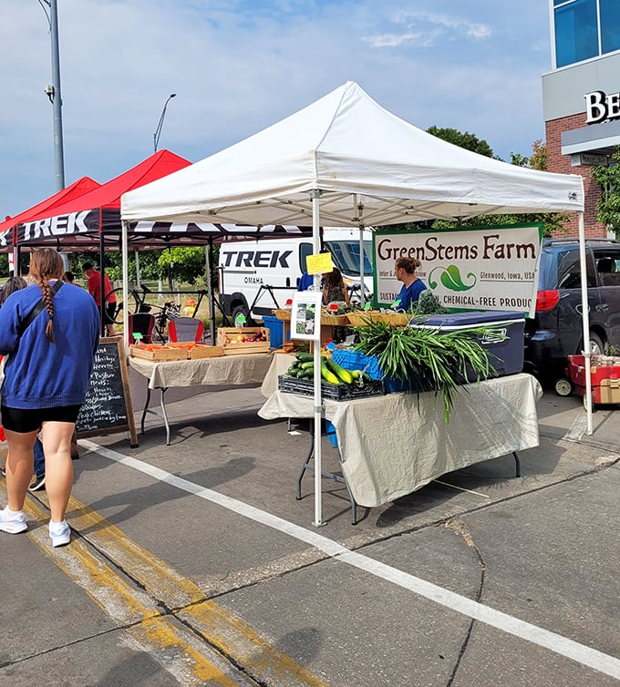 GreenStems Farm showcases nature's bounty under a pristine white tent, where chemical-free produce speaks for itself.