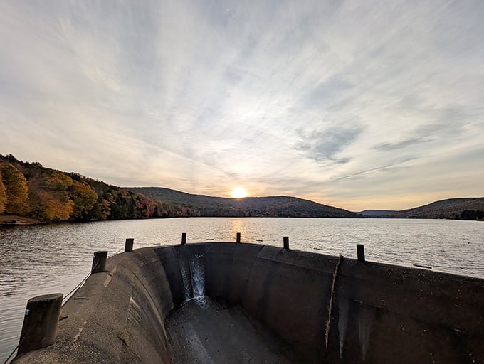 Sunset paints Quaker Lake in colors Bob Ross would've called "happy little reflections" with good reason.