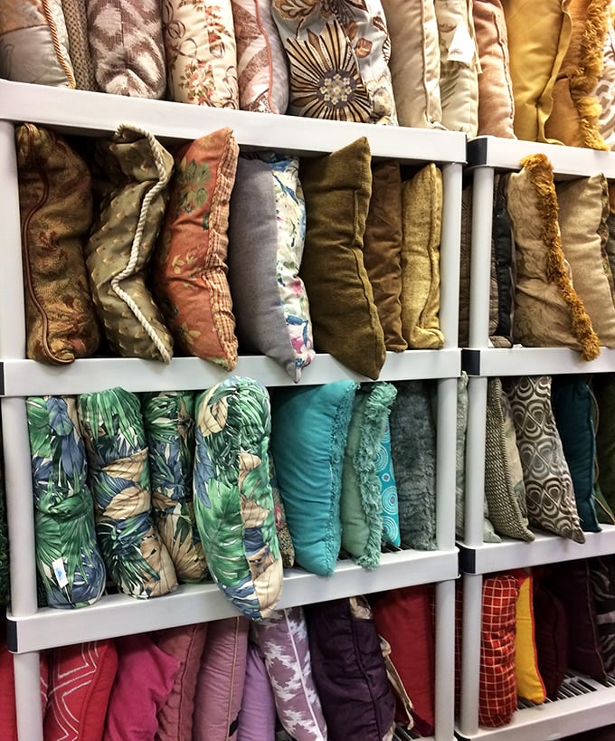 The pillow section offers instant home makeover potential&mdash;tropical prints and neutral classics all waiting to transform your couch.