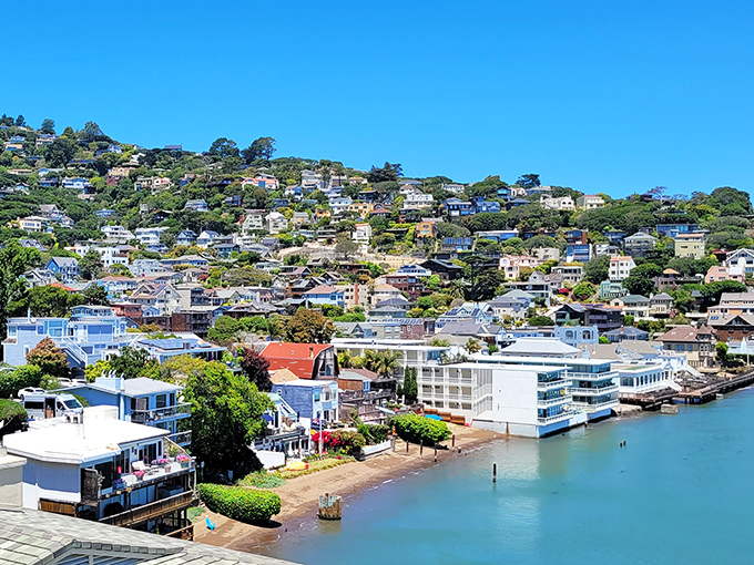 The hillside homes of Sausalito create a colorful tapestry against the bay&mdash;like someone spilled a box of designer Legos on the landscape.