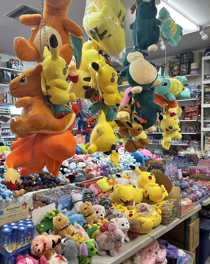 Plush paradise where Pikachu and friends hang out, waiting to become someone's cherished childhood memory.