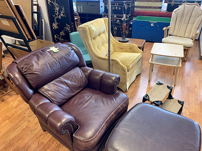 This furniture lineup looks like a family reunion where nobody shares the same decorator but everyone gets along anyway.v