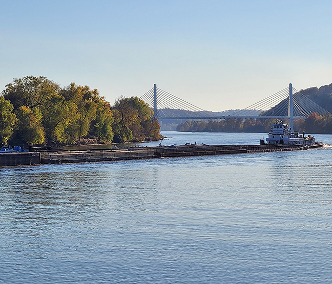 River commerce continues as it has for generations. That barge isn't just moving goods&mdash;it's carrying on a tradition older than your Social Security benefits.