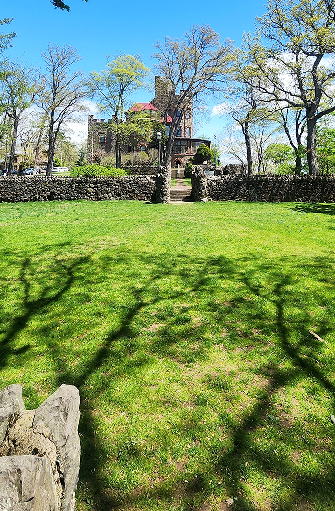 The perfect lawn for medieval picnicking. From this vantage point, you can almost hear knights practicing their jousting in the distance.