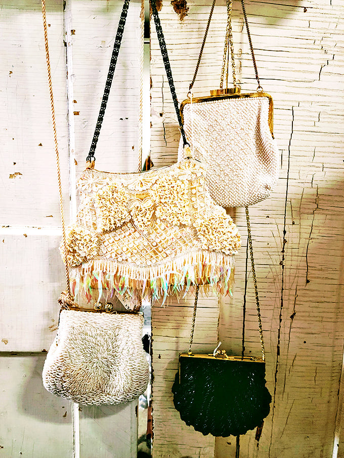 These vintage beaded handbags aren't just accessories—they're wearable art that once held dance cards, secret notes, and perhaps a flask during Prohibition.