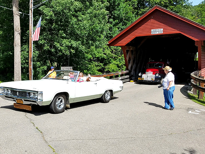 Classic cars and classic architecture&mdash;a match made in Instagram heaven. These vintage beauties seem right at home passing through this 19th-century marvel.