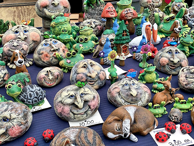 Garden guardians with personality to spare! These whimsical sculptures transform ordinary lawns into storybook settings where rocks have faces and frogs might start conversations.