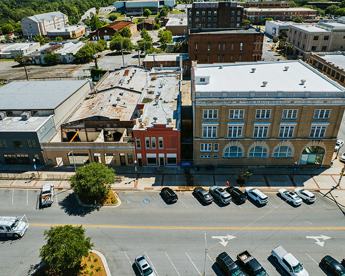 Albany's historic buildings frame the sky like a living postcard, where Georgia's architectural heritage stands proudly on display.