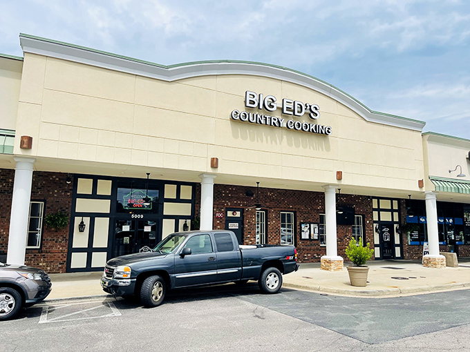 Big Ed's country store aesthetic sets the stage for biscuits the size of your palm and hospitality as warm as fresh coffee.
