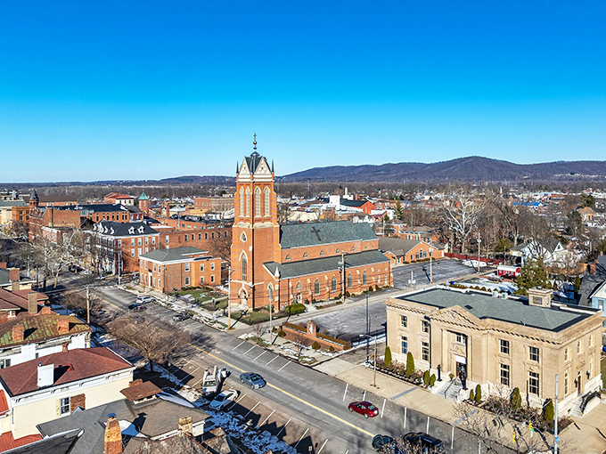 Chillicothe's historic church spire rises above the city, where Ohio's first capital offers affordable retirement living with character.