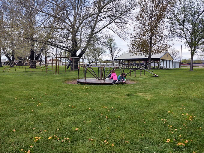 The town park playground invites families to create memories as lasting as the fossils in nearby badlands.