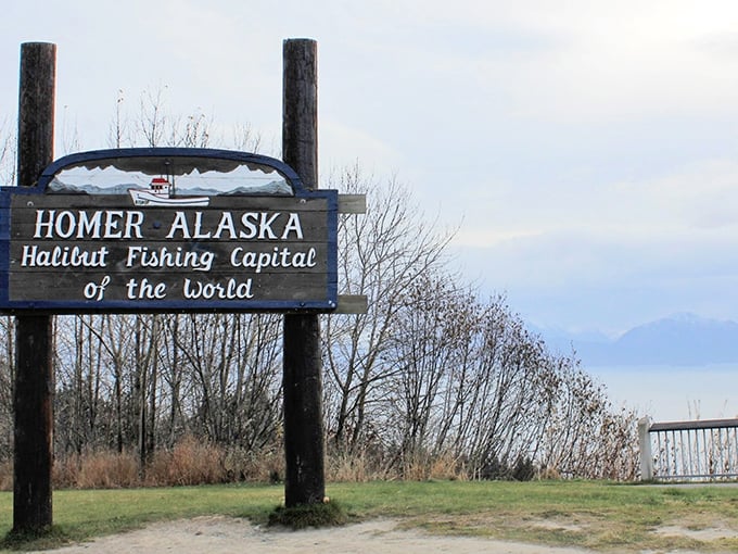 Homer's famous sign announces you've reached the "Halibut Fishing Capital of the World" &ndash; a title earned one massive fish at a time.
