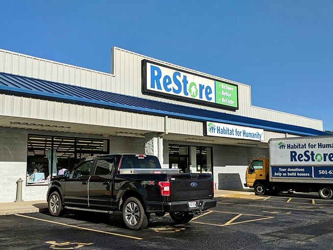 This clean storefront glows with the satisfaction of shoppers who just furnished a room for pocket change.