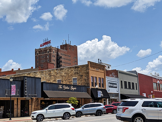 McAlester's historic downtown invites leisurely exploration, with brick buildings housing local shops where browsing is encouraged.