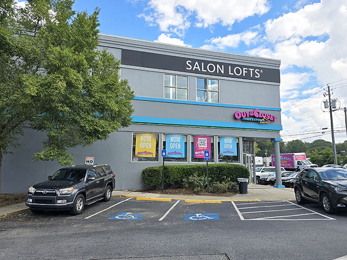 Out of the Closet's modern exterior hints at the boutique experience inside. Thrifting with style and purpose!