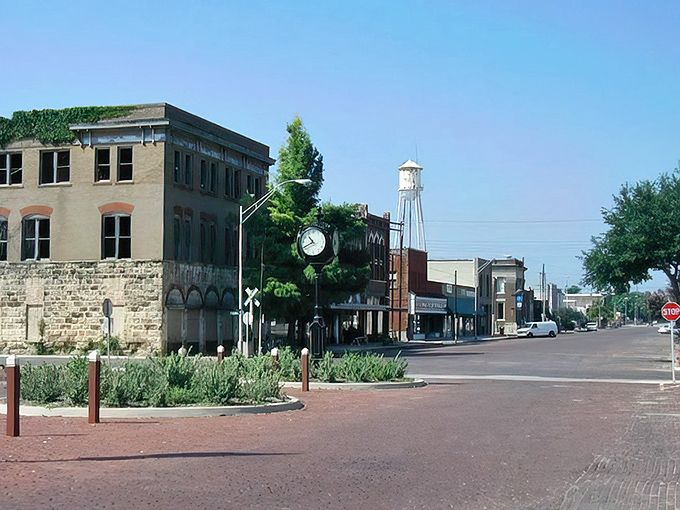 In Pauls Valley, time tells itself on the town square clock, while the iconic water tower watches over streets where locals still greet each other by name.