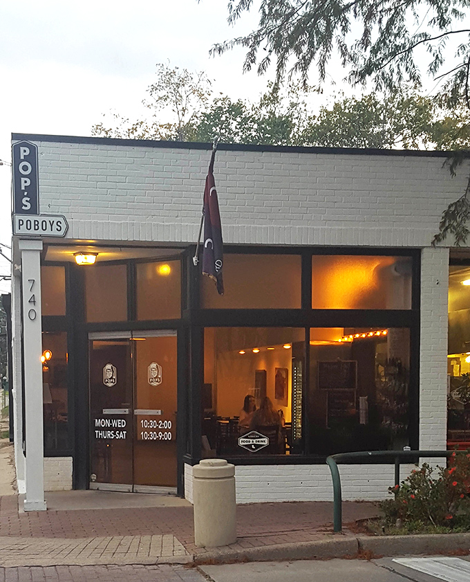 That painted brick exterior hints at the authentic po-boy magic waiting just beyond those doors.