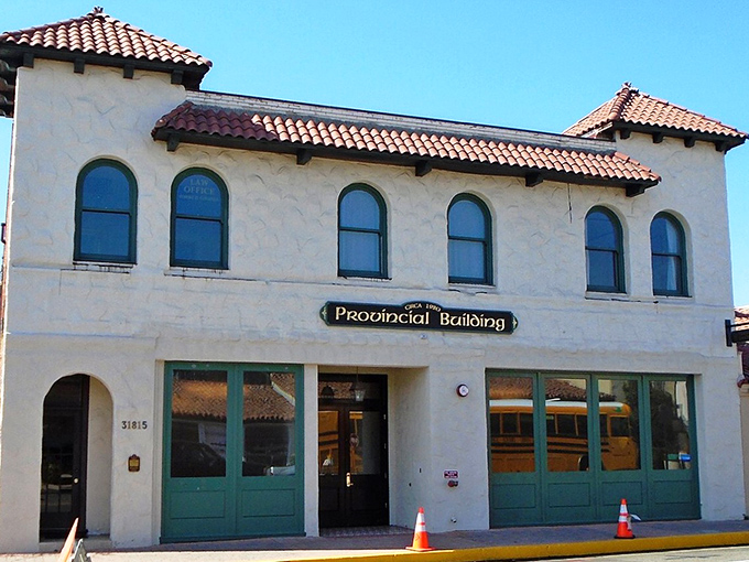 The Provincial Building stands as a testament to San Juan Capistrano's Spanish colonial heritage, its whitewashed walls and terracotta roof telling stories centuries old.