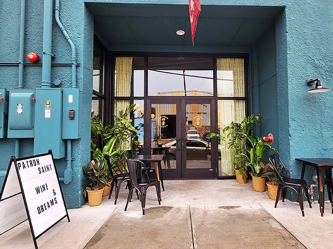 St. Pizza's modern entrance feels like discovering a secret club where the password is "perfect crust."