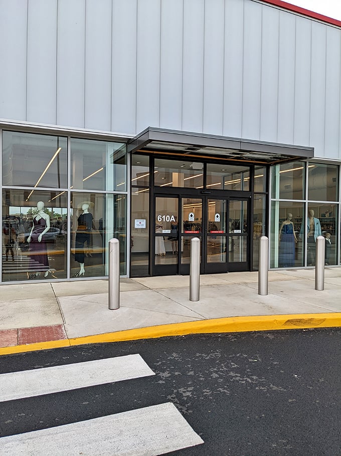 The Salvation Army's modern storefront promises quality finds in a surprisingly upscale shopping environment.