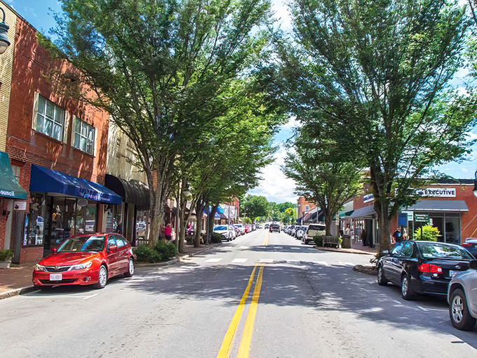 Tree-lined streets make Waynesville's downtown a shady retreat. Mountain living with urban amenities at small-town prices.