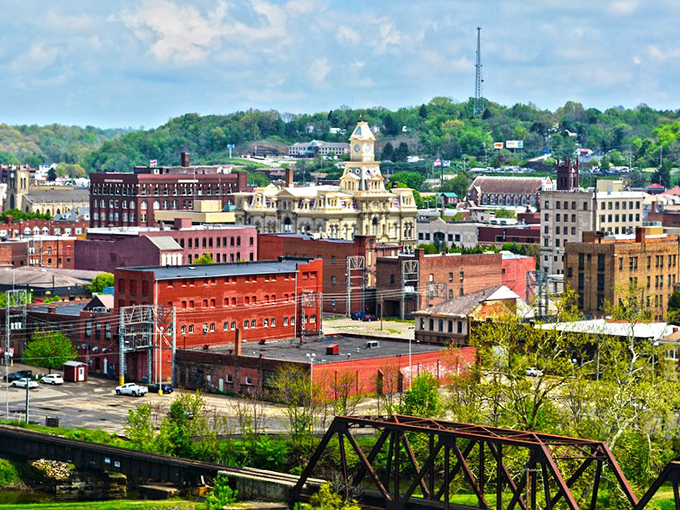 Spring blossoms frame Zanesville's town square with picture-perfect charm. The kind of place where park benches invite you to sit awhile and watch the world go by.