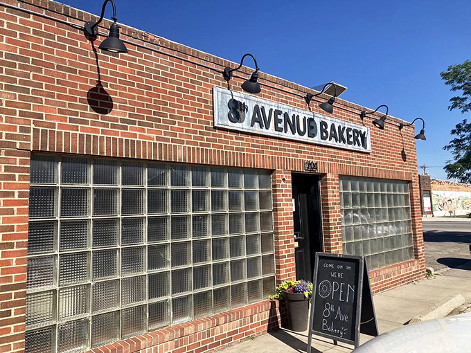 The charming glass block windows of 8th Avenue Bakery filter light onto donuts that grandmother would approve of.