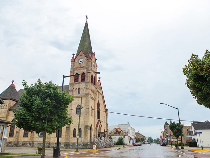 The striking church steeple dominates Algoma's skyline, a landmark for this affordable Lake Michigan community that offers waterfront retirement without premium prices.