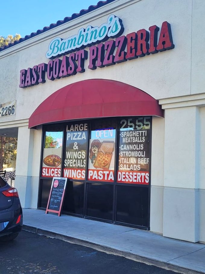 Behind these windows, Bambino's serves slices that transport you straight to the streets of New York.