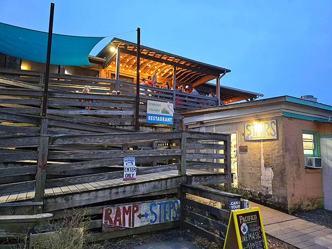 As evening falls, Bowens Island glows with the promise of seafood worth the journey. The "if you know, you know" spot that locals try to keep secret.