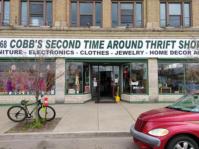 The vintage charm of Cobb's storefront matches the treasures inside. History selling history in the heart of Erie!