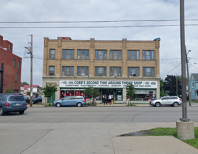 The full view of Cobb's impressive building reveals its two-story thrifting paradise. This isn't a store&mdash;it's an adventure!