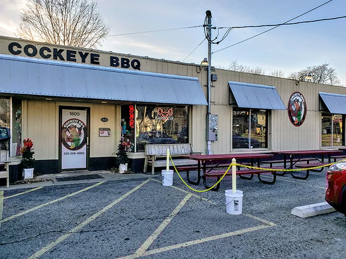 Those picnic tables outside Cockeye are where BBQ dreams come true, one sauce-stained napkin at a time.