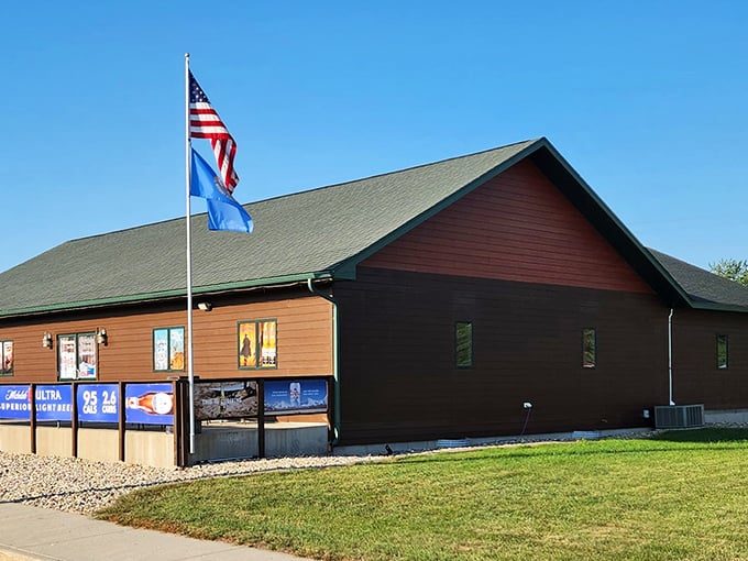 That American flag flying proudly says everything about Double Barrel's values&mdash;tradition, community, and steaks worth saluting.