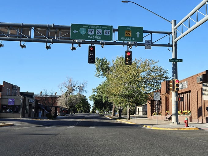 A quiet morning in downtown Douglas offers scenic streets, friendly charm, and easy routes leading toward Casper and Gillette.