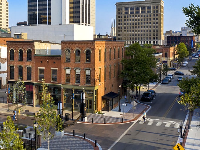 Fort Wayne's tree-lined boulevards create a green corridor leading to downtown, where nature and urban design find perfect balance.
