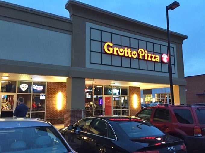 Even in darkness, Grotto glows with the warm promise of perfectly crafted pies and satisfied customers. 