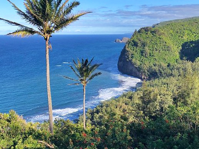 Dramatic cliffs plunge into azure waters near Hawi, where million-dollar views come standard with even the most modest homes.