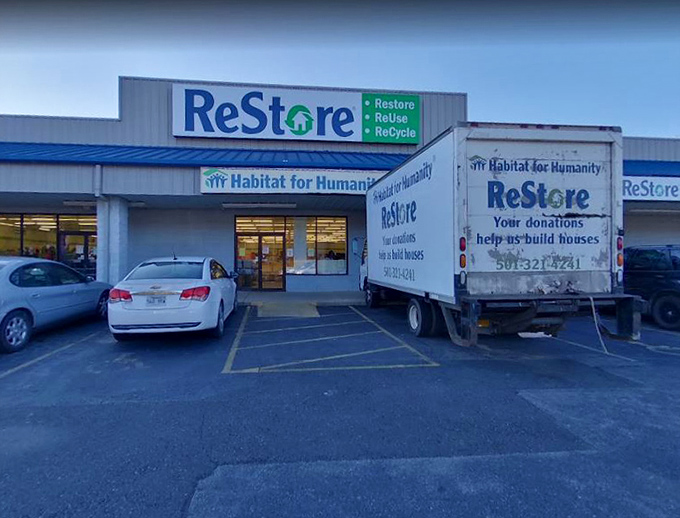 The Habitat truck parked outside reminds you that every purchase here literally helps build someone's dream home.