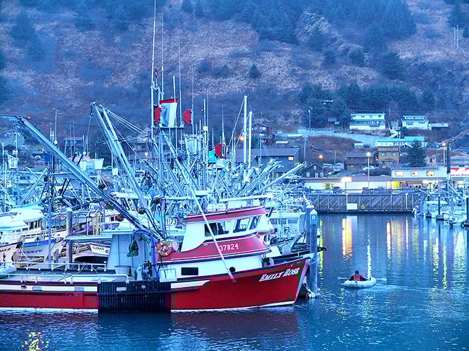 "The Emily Rose" and friends illuminate Kodiak's harbor like a floating retirement community where fishing isn't just a hobby&mdash;it's an affordable lifestyle choice!