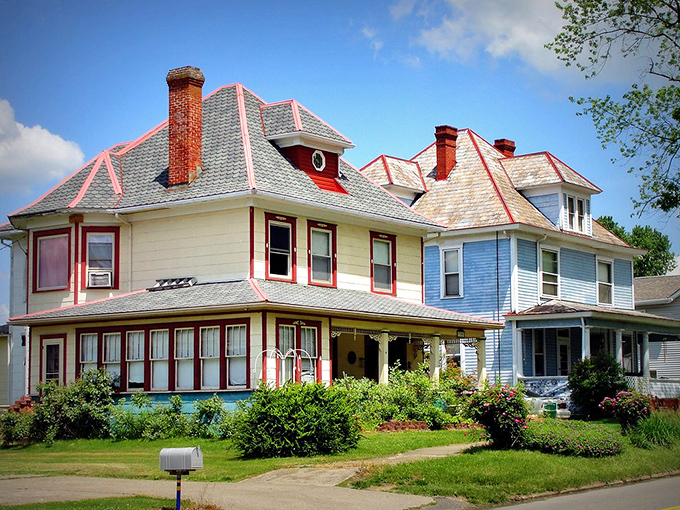 Buildings showing their age honestly without apology, because Middlebourne doesn't pretend to be something it's not.