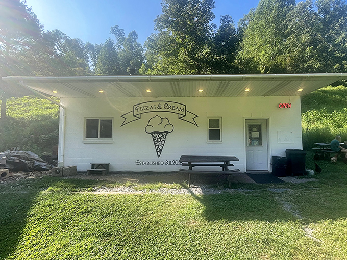 This humble white building houses a genius concept &ndash; fantastic pizza followed by homemade ice cream. Why didn't I think of that?