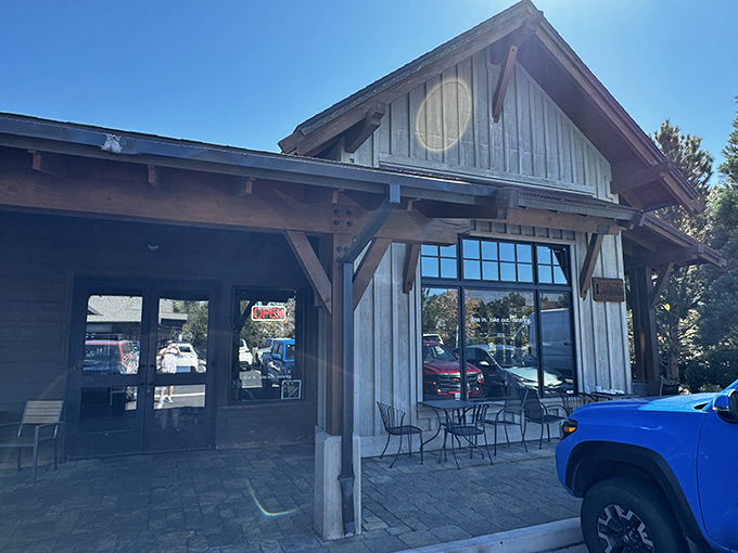 Timber-framed charm at Yosh's Unique Deli &ndash; where your sandwich comes with a side of alpine atmosphere.
