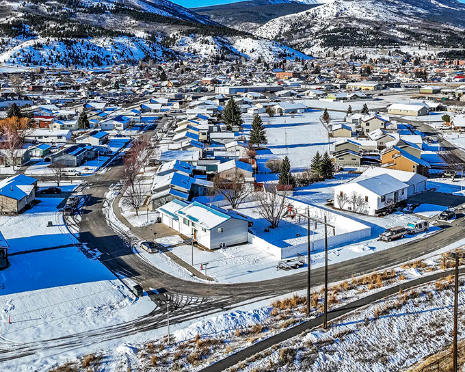 From above, Anaconda's neighborhoods form a patchwork quilt of homes and streets, each square holding generations of Montana stories.