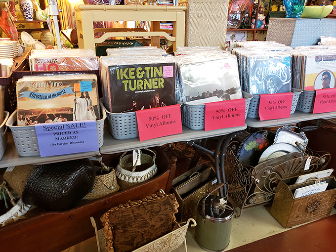 Vinyl heaven awaits with Ike & Tina Turner albums at 50% off. The real treasure? Finding that record your parents wouldn't let you play at full volume.