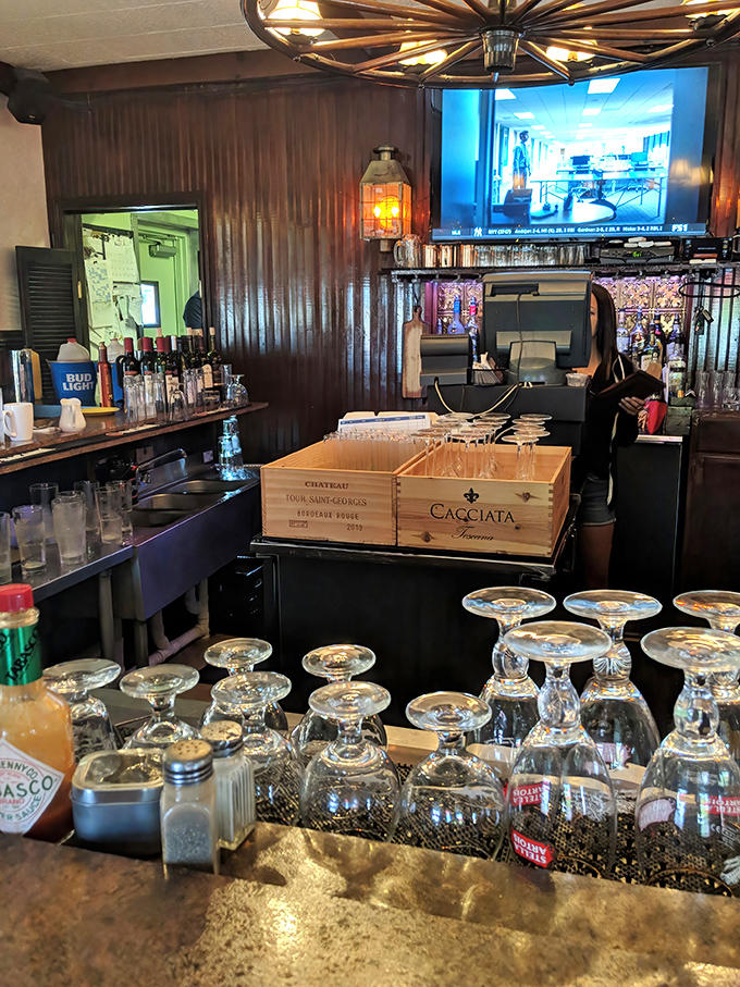 Behind every great tavern is a bar that knows its business&mdash;where wine crates become d&eacute;cor and upside-down glasses stand ready for the evening rush.