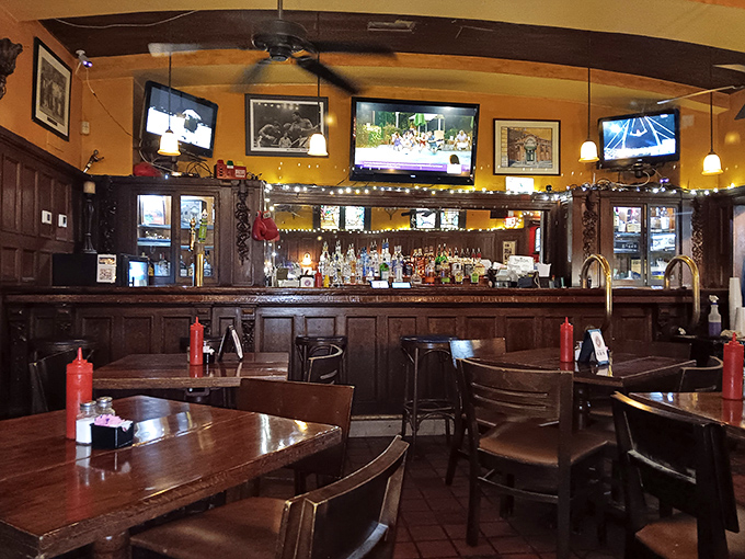 The bar area feels like it's been waiting for you specifically, ready to become your new favorite hideaway from the world outside.